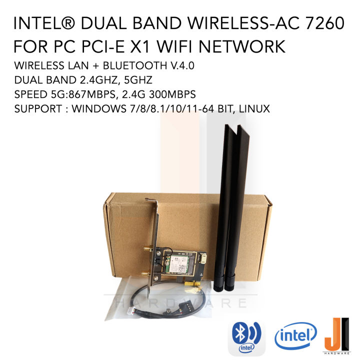 Intel® Dual Band Wireless-AC 7260 PCI-e x1 wifi network wireless lan + bluetooth v.4.0 dual band ...
