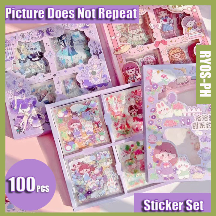 100Pcs Sticker Set Cartoon Cute Waterproof Sticker Cute Diary Stickers ...