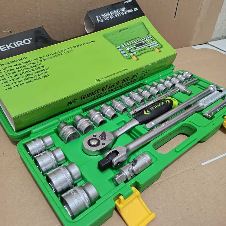KUNCI SHOCK SET TEKIRO 24 PCS FULL SET 8 - 32 MM TOOL BOX BESAR RACHET ...