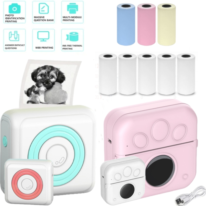 Mini label inkless thermal printer 1000mAh portable Bluetooth wireless ...