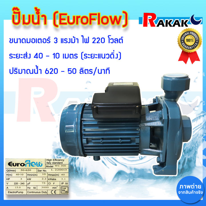 ปั๊มน้ำ EuroFlow 3HP 220V รุ่น WC300 ปั๊ม EuroFlow | Lazada.co.th