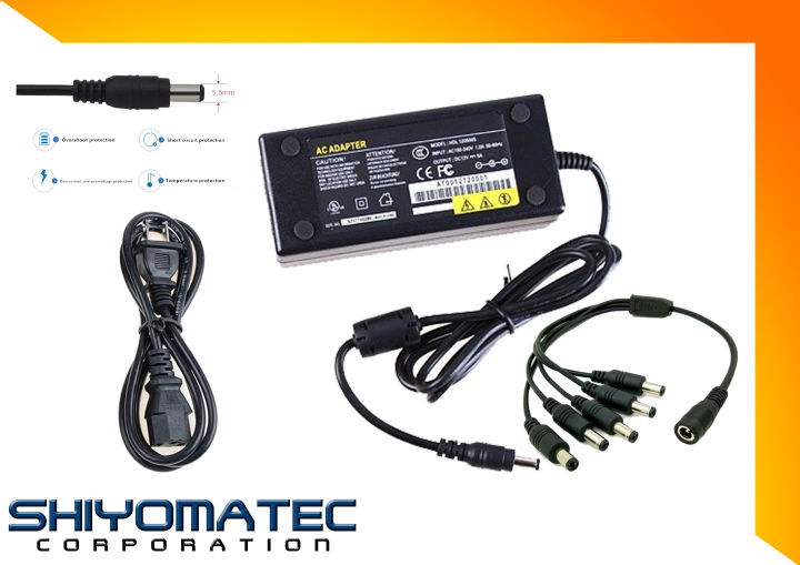 12V 5A 60W CCTV Camera DVR Power Supply Adapter with 8 in 1 splitter ...