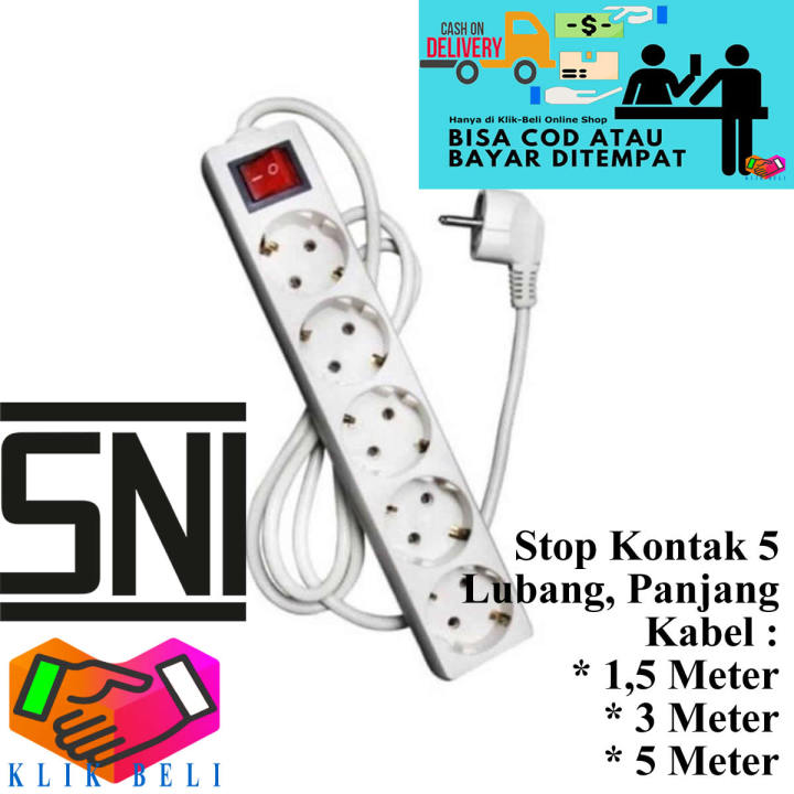 Klik-Beli SNI Original Stop Kontak 5 Lubang Colokan Cok Listrik Panjang ...