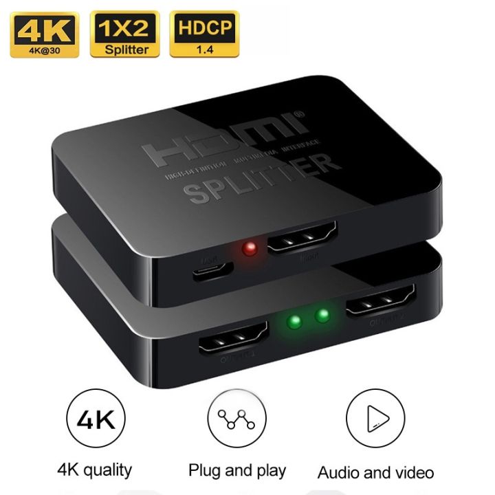 HDMI Splitter 1 in 2 out 4k Full HD 1080p Video Switch Switcher ...