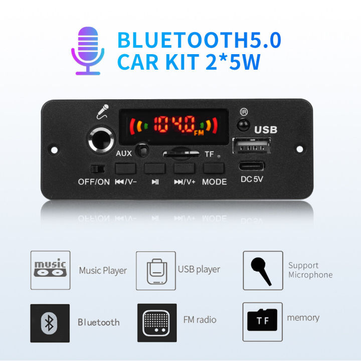 DC 5V Bluetooth MP3 Decoder Board MP3 Player 10W Amplifier Car Music ...