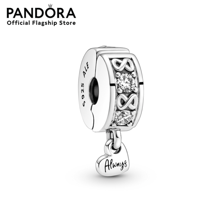 Pandora Infinity sterling silver clip with clear cubic zirconia and ...