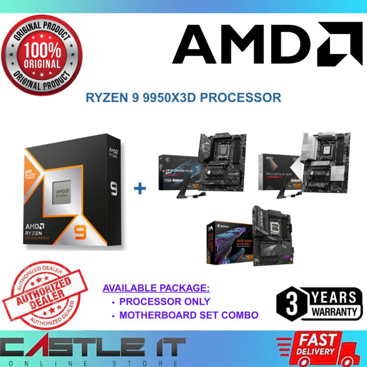 AMD Ryzen 9 9950X3D Processor (16 Cores 32 Threads 4.3-5.7GHz 144MB ...