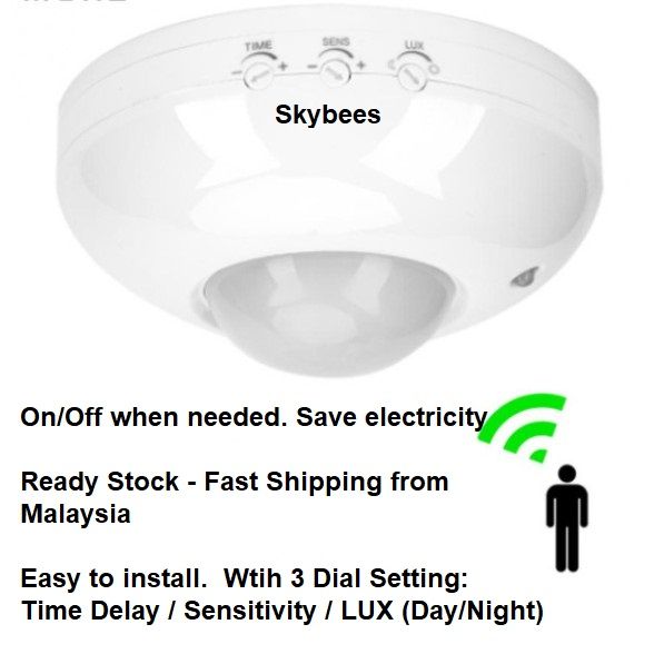 (FastShip-Malaysia) Motion Sensor 360 Degree Automatic Ceiling Infrared ...