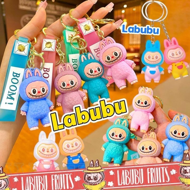 POP MART Labubu Keychain with Hair Bulb Anime Sheep Doll Cartoon Figure ...