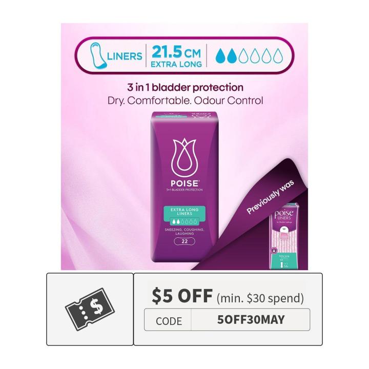 [EPIC7OFF140] Poise Adult Care Extra Long Liners 21.5CM - 22PCS ...