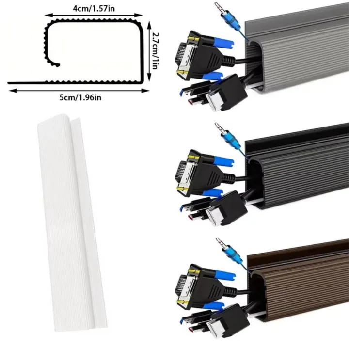 9QSS Self-Adhesive Desk Cable Tray No Drilling 40cm Cable Organizer PVC ...