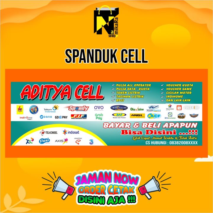Spanduk Banner Backdrop Konter Pulsa Seluler ukuran 2x1m / spanduk ...
