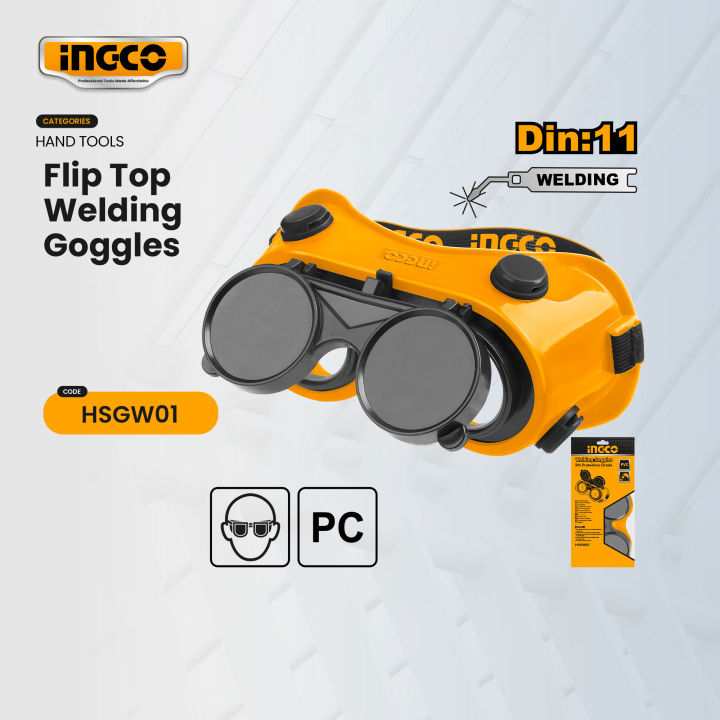 INGCO Flip Top Welding Goggles | Safety Goggles Eye Protection HSGW01 ...