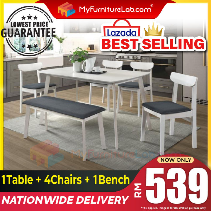 【READY STOCK】𝐌𝐘𝐅𝐔𝐑𝐍𝐈𝐓𝐔𝐑𝐄𝐋𝐀𝐁®: KENNY Dining Set For 4 Dining Table Set ...