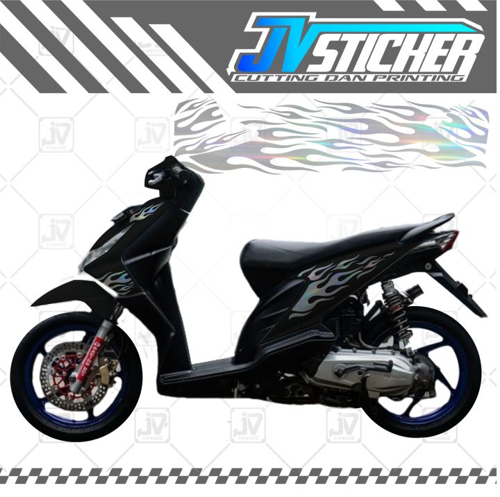 stiker beat karbu motif api cutting sticker motor striping | Lazada ...