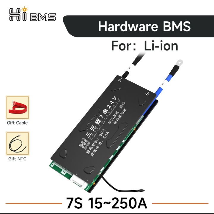 HIBMS 7S Bms With Balance NTC Bms 7S 24V 18650 Li-Ion NCM 3.7V 24V 15A ...