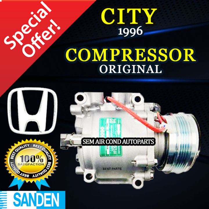 HONDA CITY 1996 YEAR ORIGINAL SANDEN SD COMPRESSOR/ KOMPRESOR (CAR ...