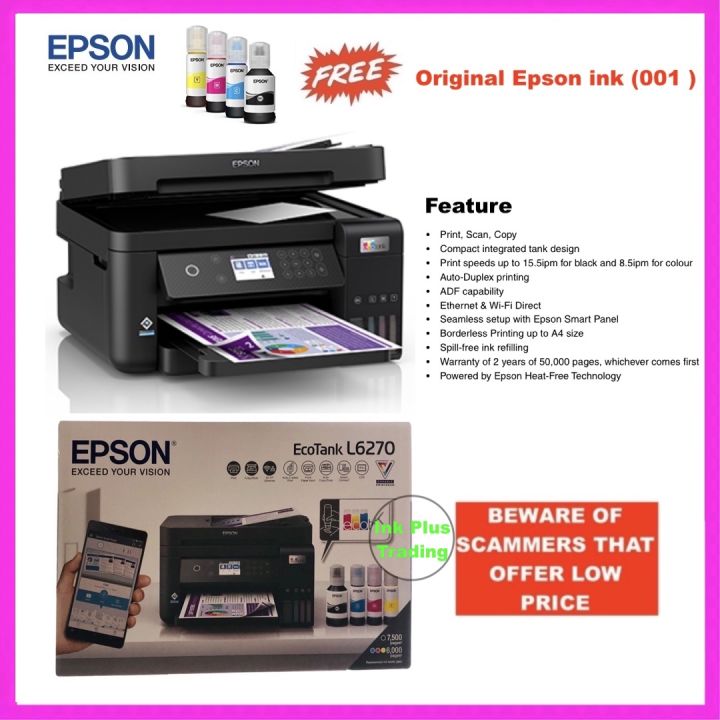 Original Epson EcoTank L6270 A4 Wi-Fi Duplex All-in-One Ink Tank ...