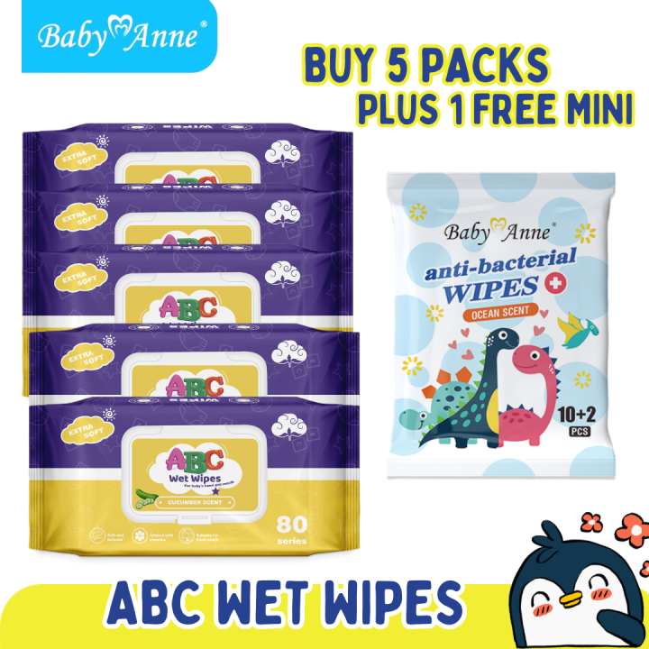 ABC Baby Care Wet Wipes BUY 5 Packs PLUS 1 BABY ANNE Mini Ocean Scent ...