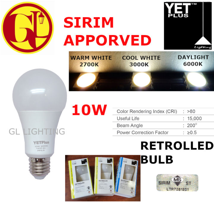 [SIRIM APPROVED] 10W LED BULB YET PLUS E27 RETROLED BULB WARM WHITE ...