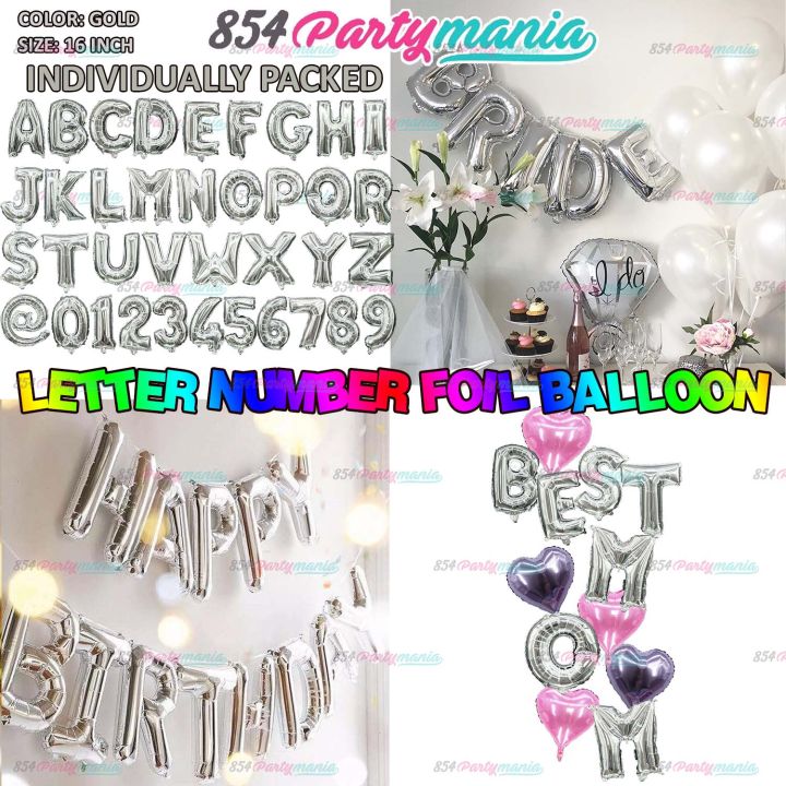 Letter Foil Number Foil Balloon Silver Color 16 inch letter foil ...