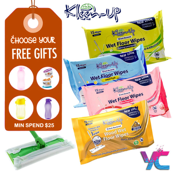 Kleen-Up Anti Bacterial Wet Floor Wipes 15 sheets | Lazada Singapore