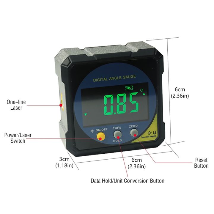 Laser Digital Protractor Inclinometer Rechargeable Angle Ruler ...
