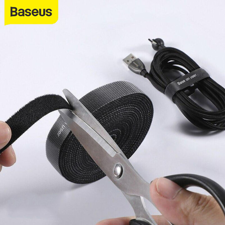 Baseus Cable Organizer Wire Winder Management Sleeve Nylon Tie Tape ...