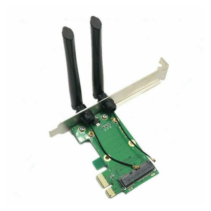 2X WiFi Mini PCI-E Express to PCI-E Adapter with 4 Antenna External for ...