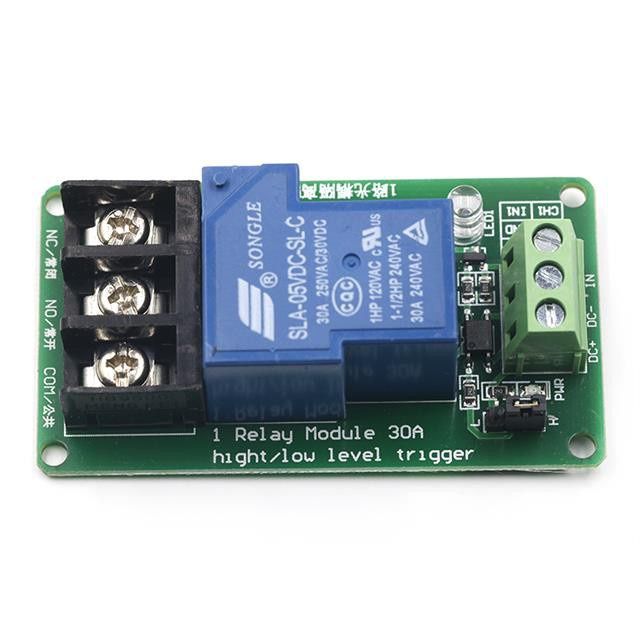 ONE 1 channel relay module 30A with optocoupler isolation 5V 12V 24V supports high and low ...