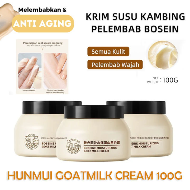 Hunmui Goat Milk Cream Pelembab Wajah dan Tangan Kering Anti Aging 100g ...