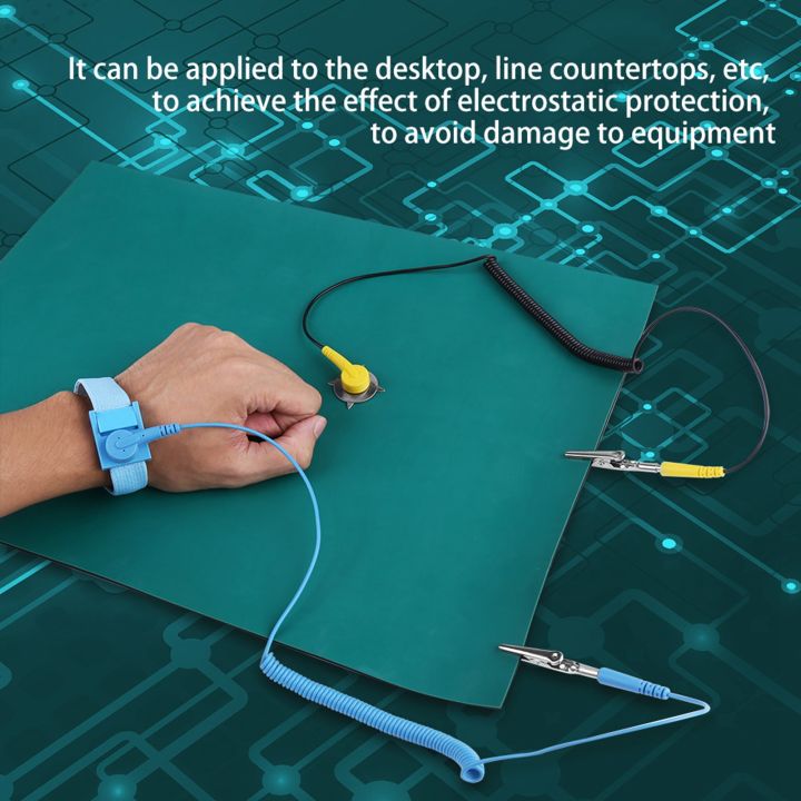 Anti Static Wrist Strap Mat Kit Electrostatic Discharge Grounding Band ...