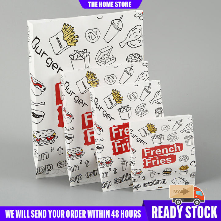 100pcs French Fries Wrapper Greaseproof Paper Bag Disposable Food ...
