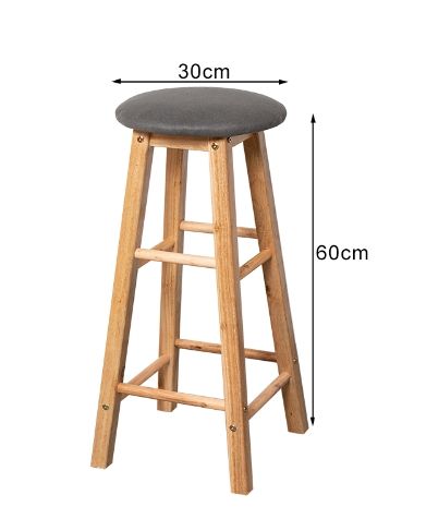 2PCS Modern Wooden bar stools high chair Sponge stool surface Grey and white（80cm 70cm 60cm ...