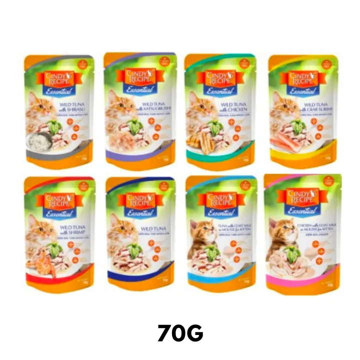 CINDY'S RECIPE ESSENTIAL POUCH WET FOOD 70G [ASSORTED TYPES] | Lazada