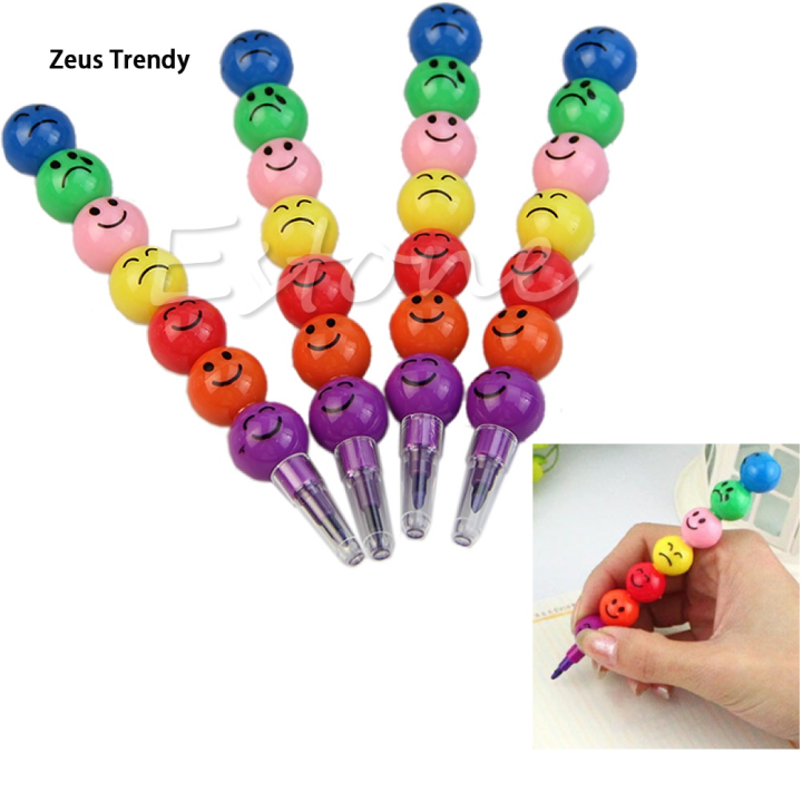 QIAN TI ZI 7-color pencil, cute smiling face, used as a baby gift ...