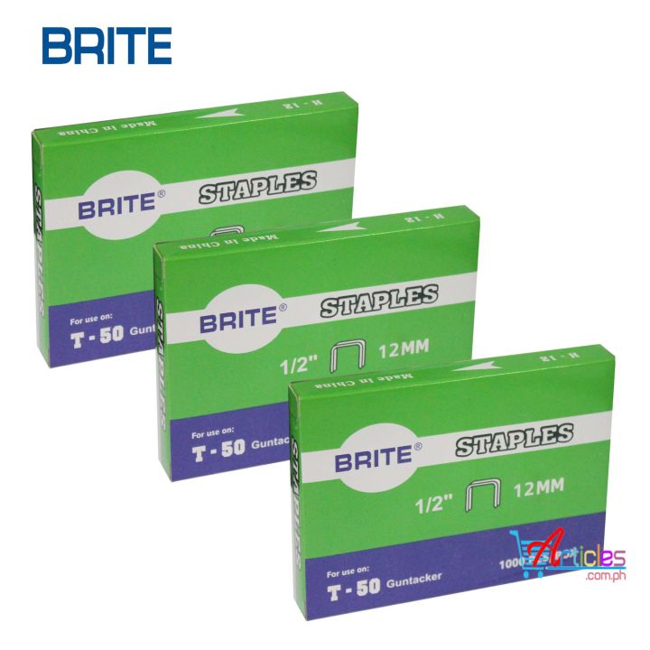 Brite Gun Tacker Staple Wire 12mm (1/2 ) for T50 Staple Gun Tacker Box ...