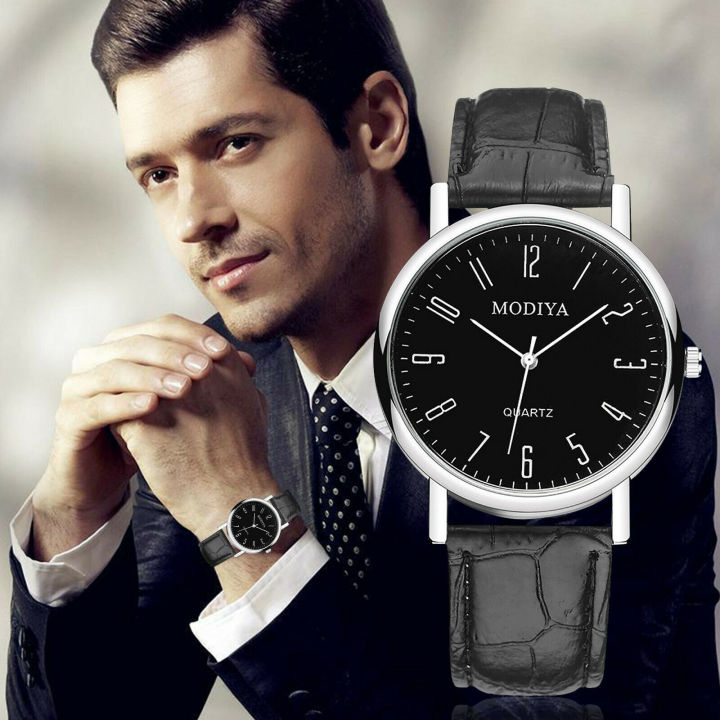 Trend Men's Watch Creative Dial Roman Scale Belt Classic Leather Strap ...
