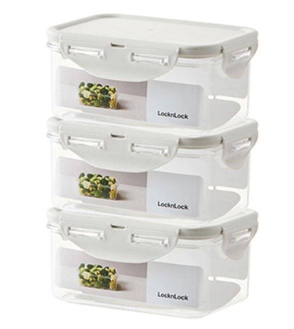 [3pcs] LocknLock Stackable Rectangle Anti Bacterial Tritan Food ...