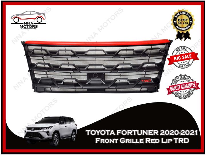 TOYOTA FORTUNER 2020 2021 Front Grille Car Grill Guard All Black & Red ...