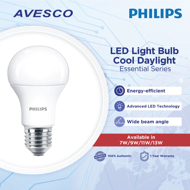 Philips Essential Series LED Daylight Light Bulb | 7/9/11/13 Watts | Cool Daylight LED Bulb ...
