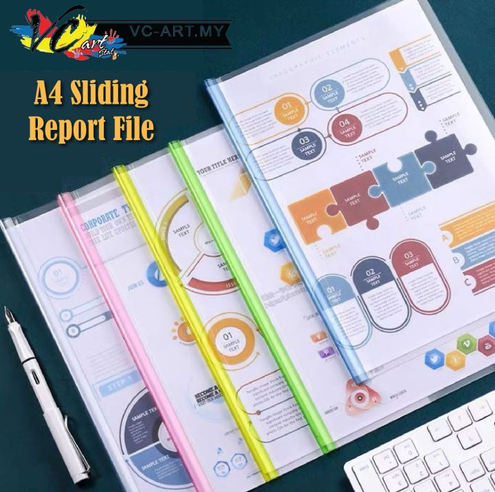 VC Art A4 Sliding Report File Folder 0.14mm 70 sheets Paper Slide Grip ...