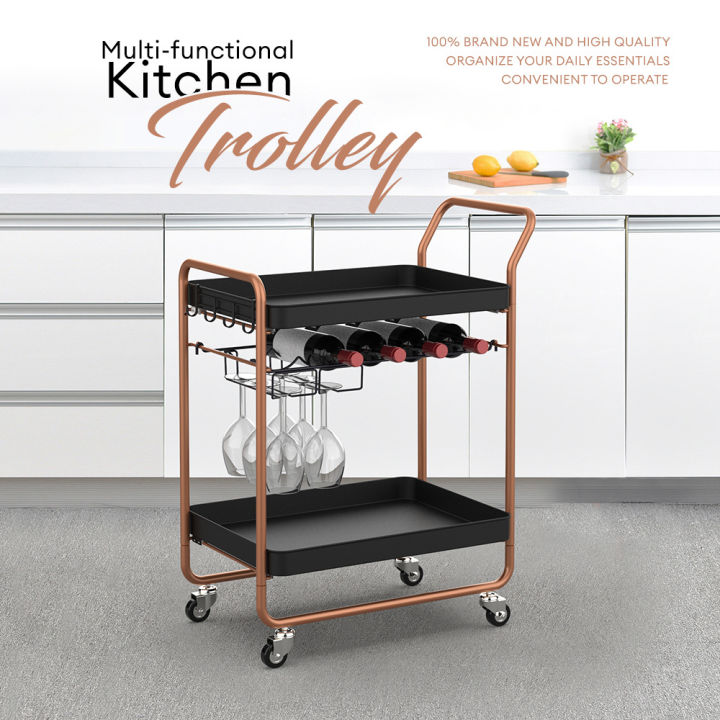 Activebae Metal Hotel Trolley with Bottle Organizer Room Service ...