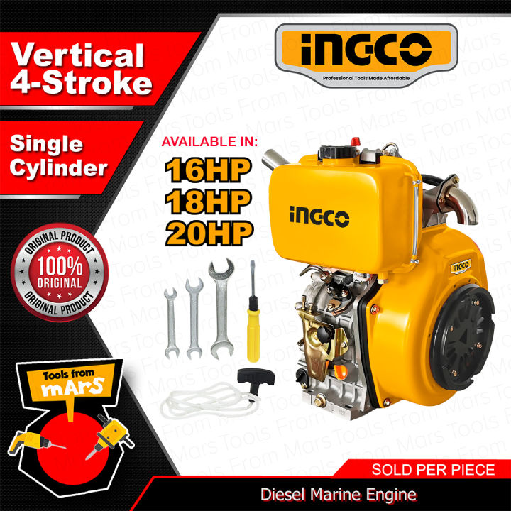 Ingco 16HP - 20HP Single-Cylinder Vertical 4-Stroke Air Cooled Diesel ...