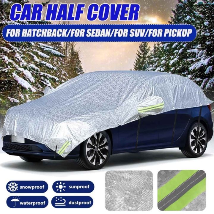 Half Car Cover Sedan Waterproof Sun UV Rain Dust Resistant Protection ...