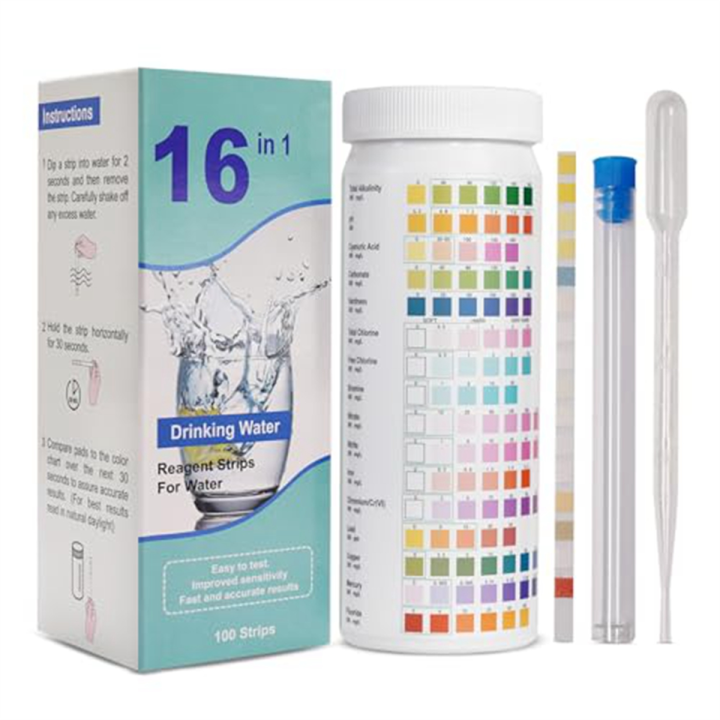 Hualuan】-16-In-1 Water Test Strips Drinking Water Test Kit Fluoride ...