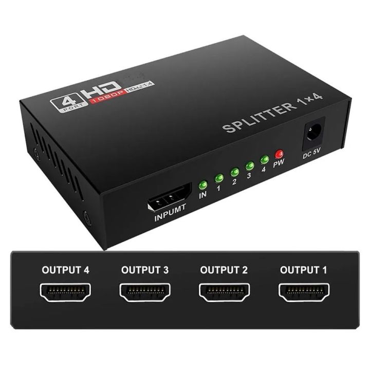 ตัวแยกสัญญาณ HDMI Splitter 4K เข้า 1 ออก 4 Full HD 3D Video Split 1 in ...
