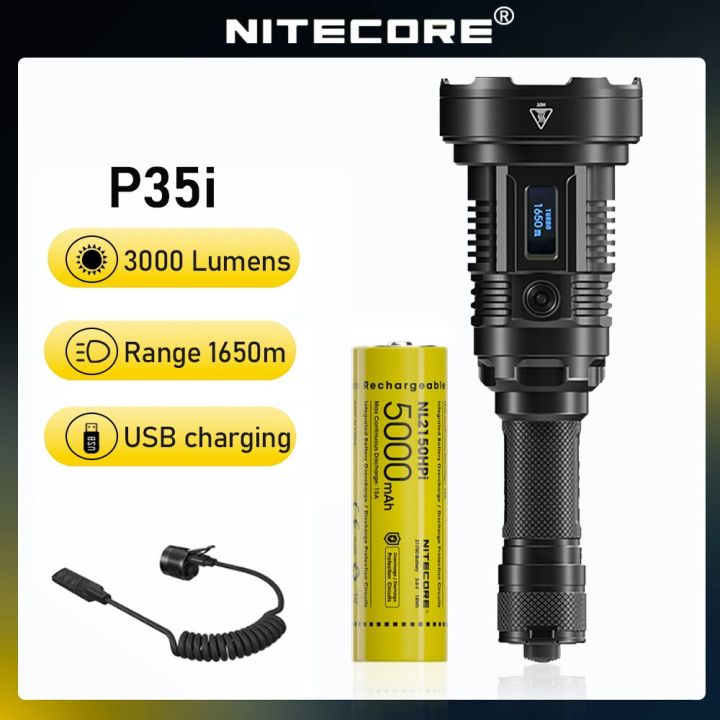 NITECORE P35i Flashlight 3000Lumens 6X CREE XP-G3 LED USB Rechargeable ...