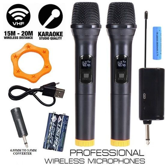 Professional [Double] Wireless Dynamic Vocal Microphone microfono ...