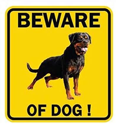 Beware of Dog Rottweiler Yellow Sign Symbol Logo Picture Warning Alert ...